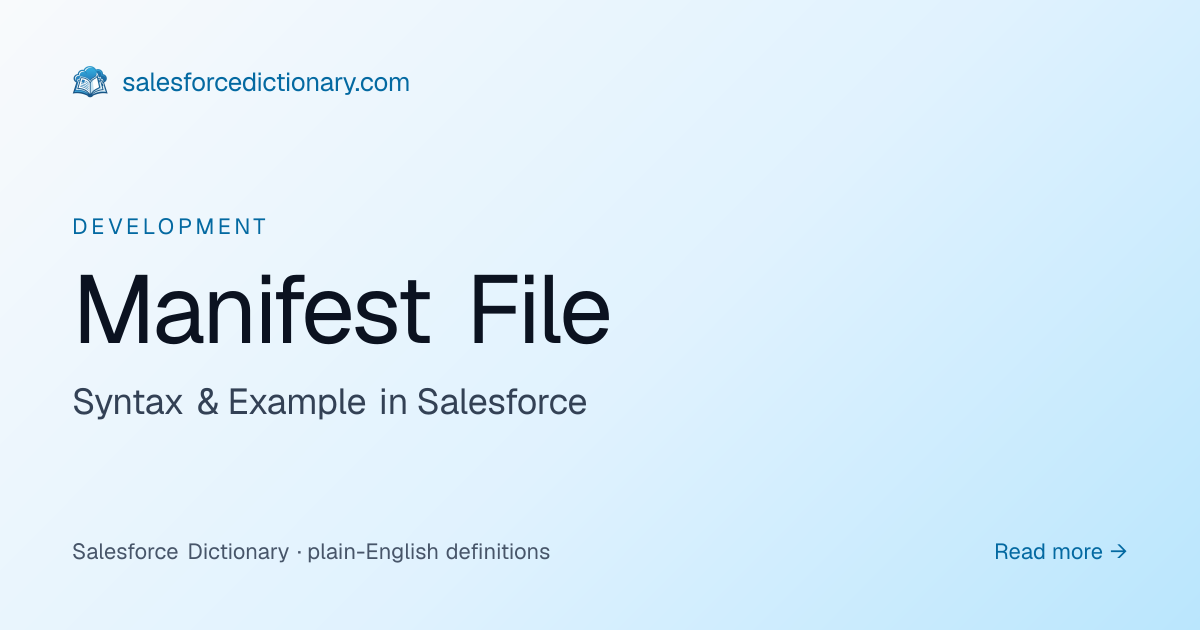 Manifest File - Definition & Examples | SF Dictionary